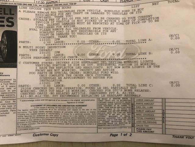 Ford Service Receipt 4-27-24.jpg | F150 Tremor Forum